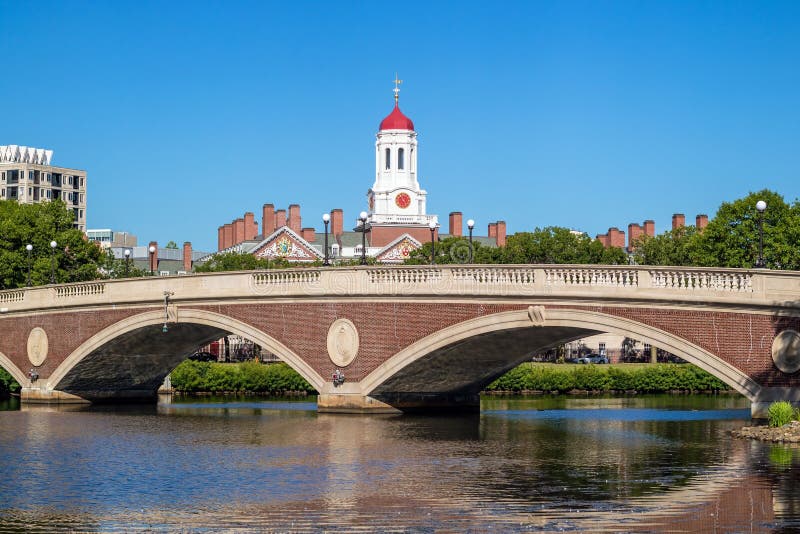 John W. Weeks Bridge with Clock Tower Over Charles River Stock Image ...