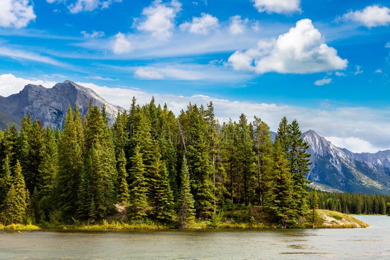 Johnson lake in Banff stock image. Image of landscape - 248150351