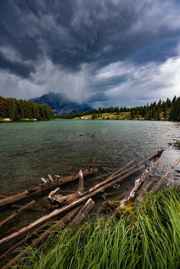 Johnson Lake and Cascade Mountain Banff National Park Alberta Canada ...