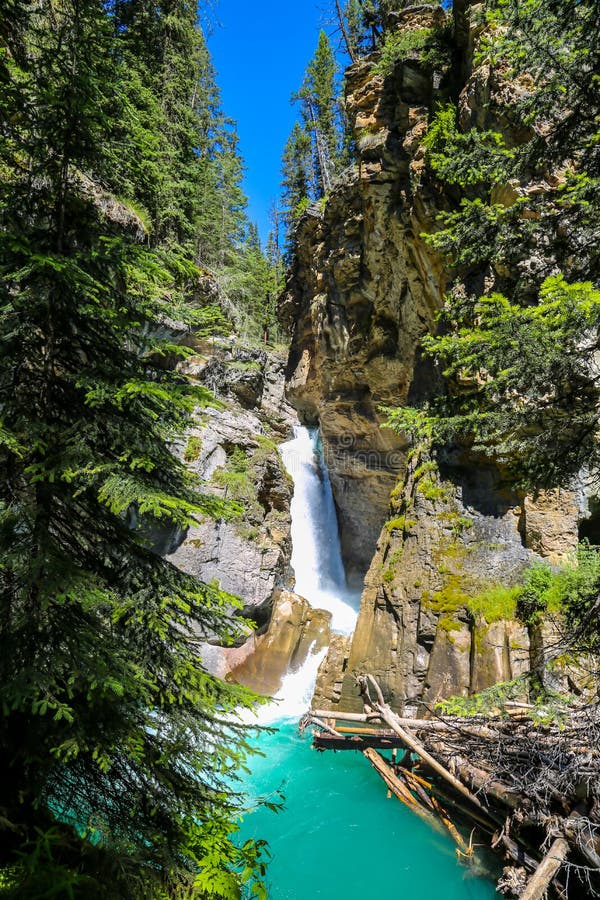 Johnston Canyon in Banff National Park Stock Image - Image of boathouse ...