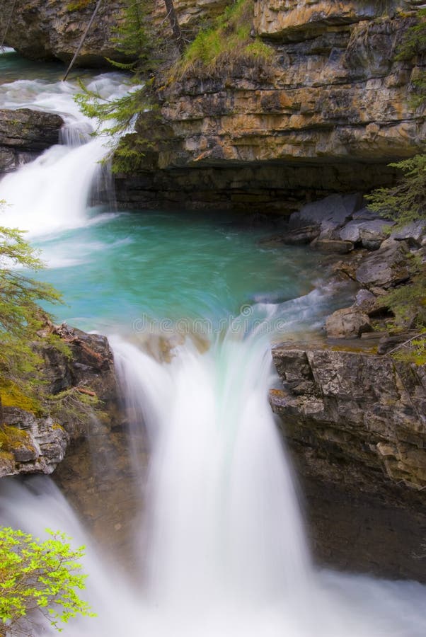 Johnston Canyon Waterfall in Banff National Park Stock Image - Image of ...