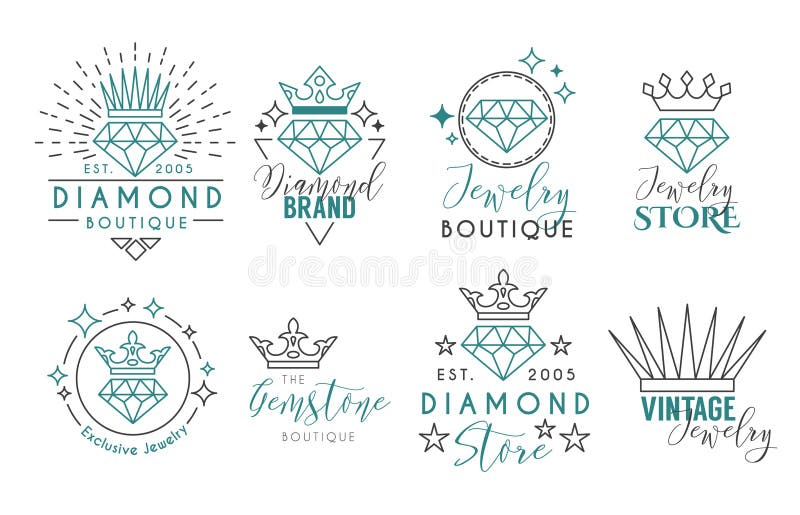 Joia Logo Set Para O Stor Da Joia Ilustração do Vetor - Ilustração de ...