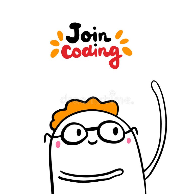 Join Coding Hand Drawn Vector Illustration in Cartoon Style. Beginners ...