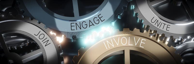 Join, Engage, Unite, Involve - Gears Concept Stock Illustration ...