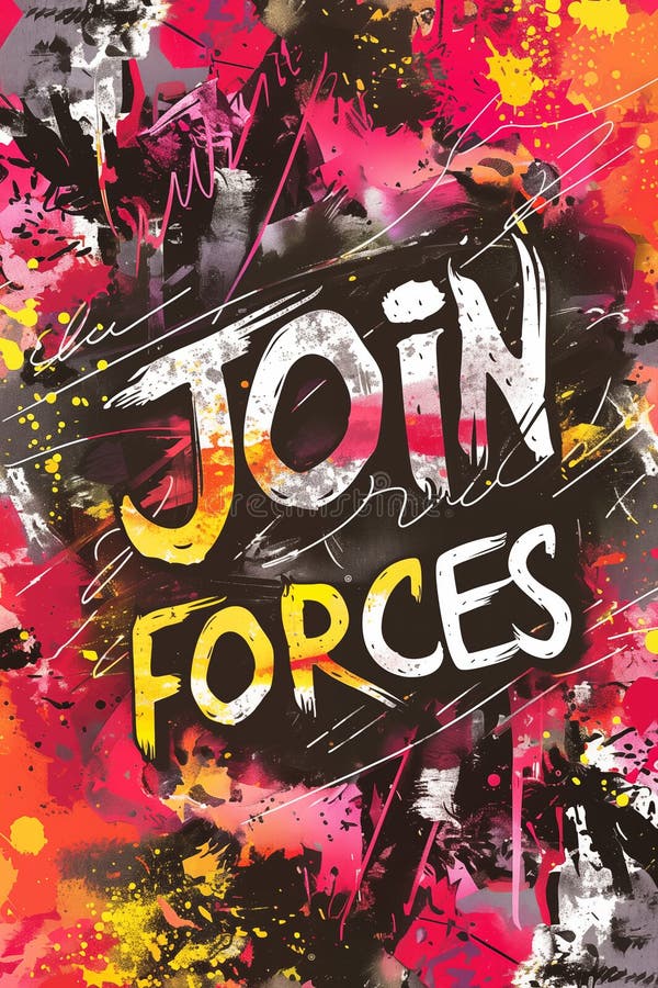 Join Forces Graffiti Design with Vibrant Colorful Paint Splashes and ...
