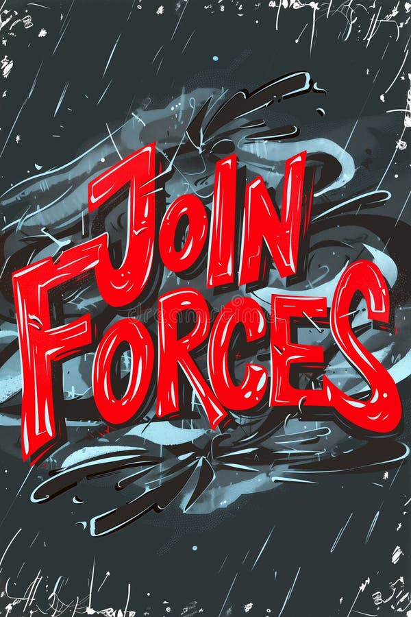 Join Forces Motivational Graffiti Art in Bold Red Letters on Dark ...