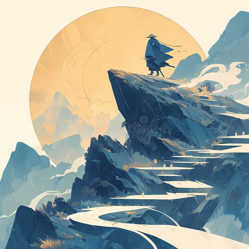 Adventurous Mountain Journey Stock Illustration - Illustration of ...