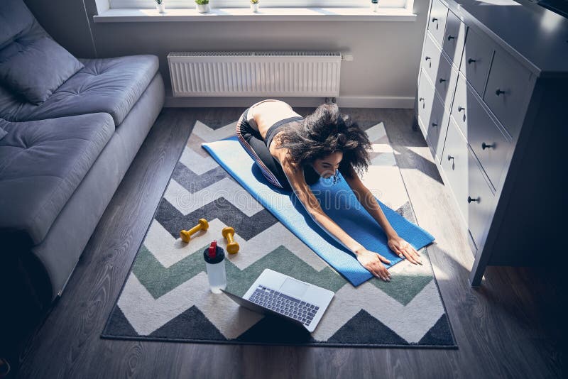 Attractive Young Female Doing Exercise on Flexibility Stock Image ...