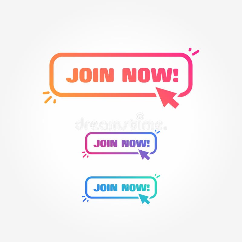 Join Now Button with Cursor Label Set Stock Illustration - Illustration ...