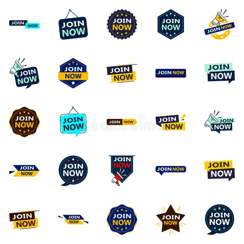 Join Now 25 Eye Catching Typographic Banners for Driving Sign Ups Stock ...