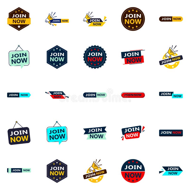Join Now 25 Fresh Typographic Elements for a Modern Membership Promotion Stock Vector ...