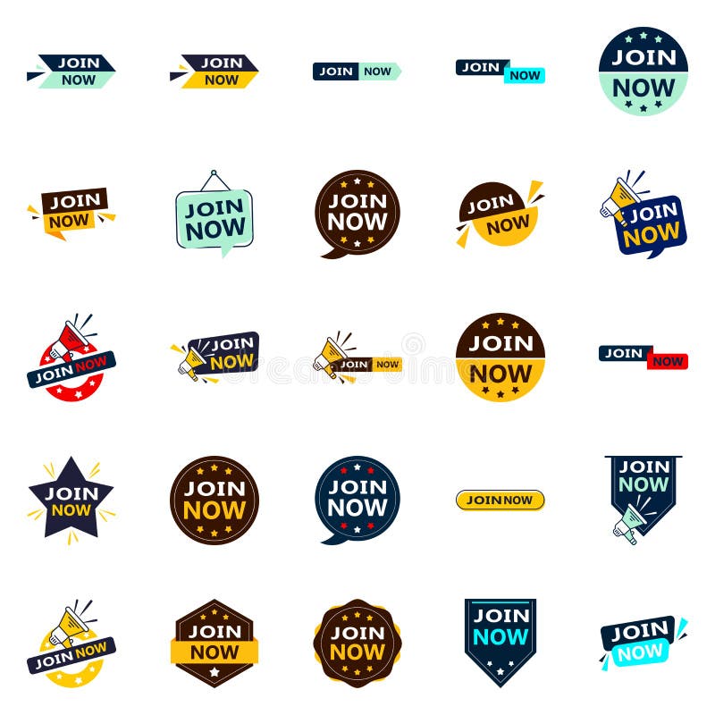 Join Now 25 High Quality Typographic Elements To Drive Sign Ups Stock ...