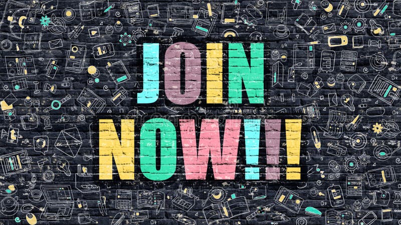 Join Now in Multicolor. Doodle Design. Stock Illustration ...