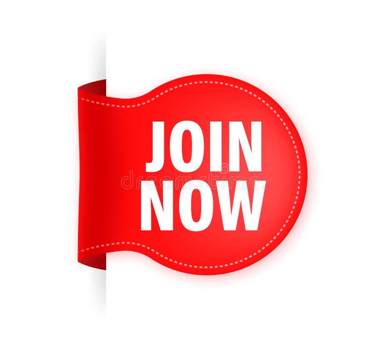 Join Now Red Label on White Background. Vector Illustration. Stock ...