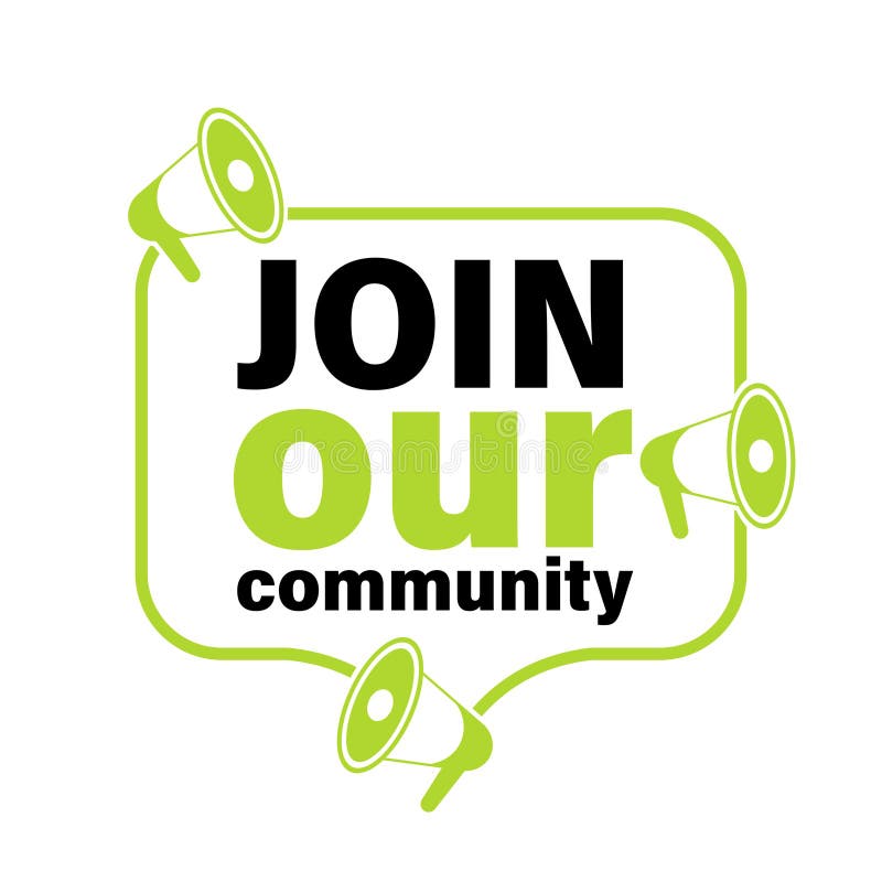 Join Our Community Sticker, Icon with Loudspeakers Stock Vector ...