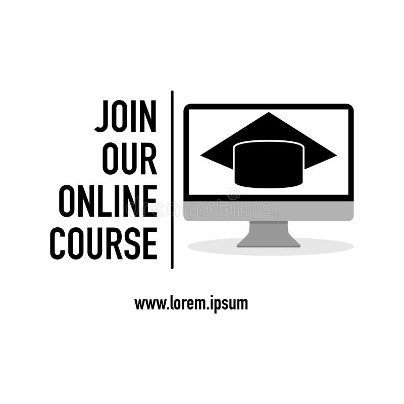 Join Our Course Black Icon White Background Stock Vector - Illustration ...