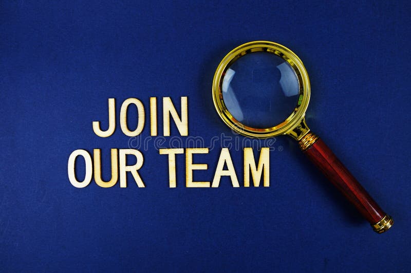 Join Our Team Alphabet Letters Magnifying Glass Navy Blue Background ...