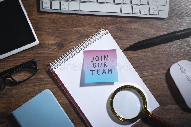 Join Our Team on Sticky Note with a Business Objects Stock Image ...