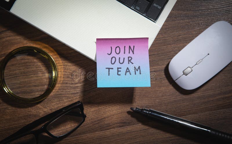 Join Our Team on Sticky Note with a Business Objects Stock Photo ...