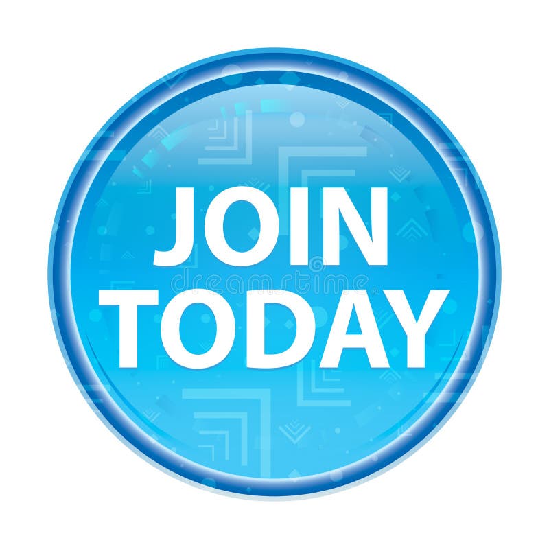 Join Today Floral Blue Round Button Stock Illustration - Illustration ...