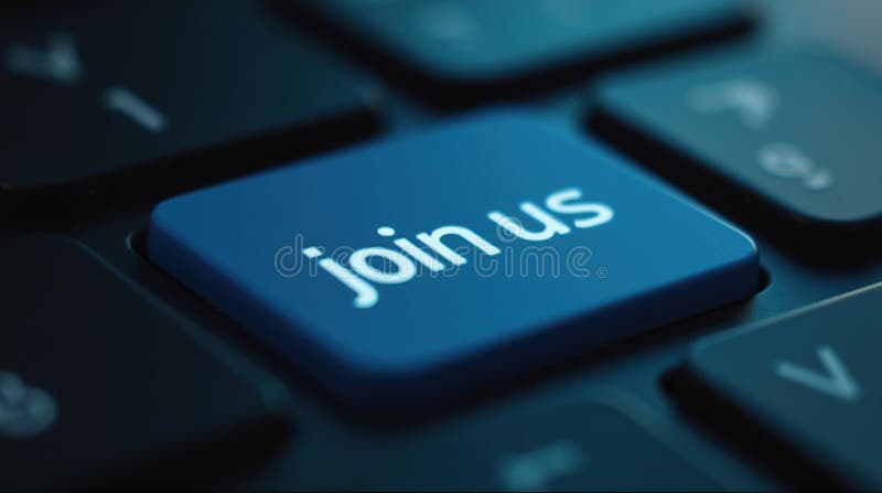 Join Us Blue Button on Computer Keyboard Close-Up Stock Illustration ...