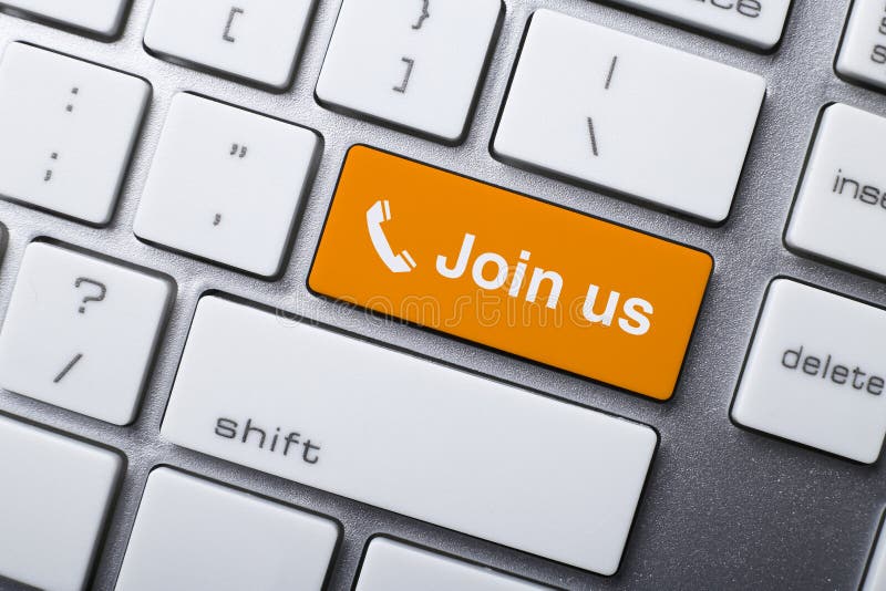 Join us Button on Keyboard stock image. Image of customer - 64173095