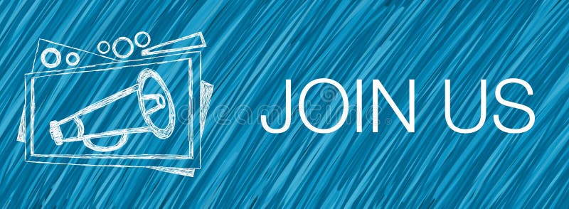 Join Us Blue Lines Triangle Box File Paper Symbol Text Stock ...