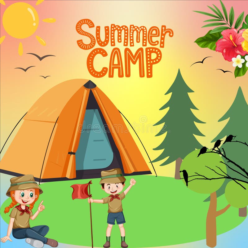 Summer Camp Adventures Await Stock Illustration - Illustration of brand ...