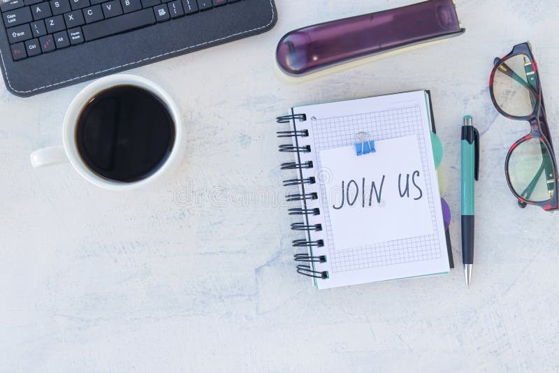 Join Us. Job Recruiting Concept. Words Join Us in Sticker on the ...