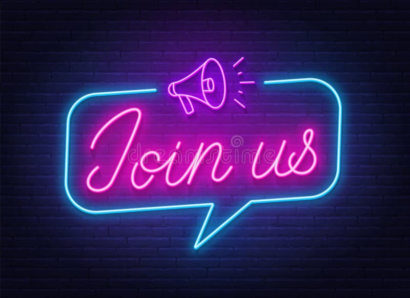 Join Us Now neon effect stock vector. Illustration of element - 140183914