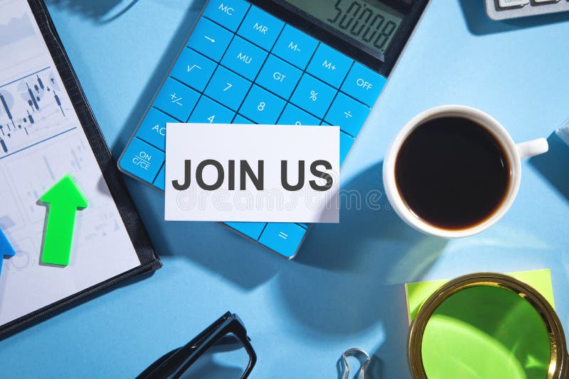 Join Us Text on Business Card with a Business Objects Stock Photo ...