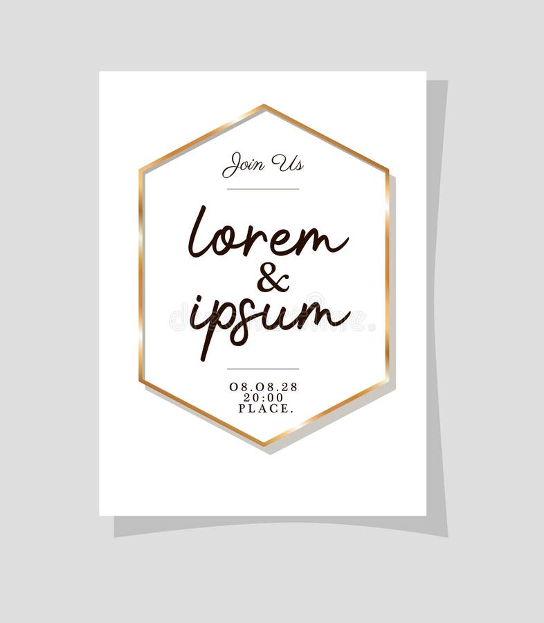 Join Us Text in Gold Frame of Wedding Invitation Vector Design Stock ...