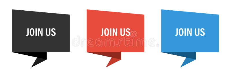 Join Us Vector Label Banner Set. Ribbon Tags Template with Join Us ...