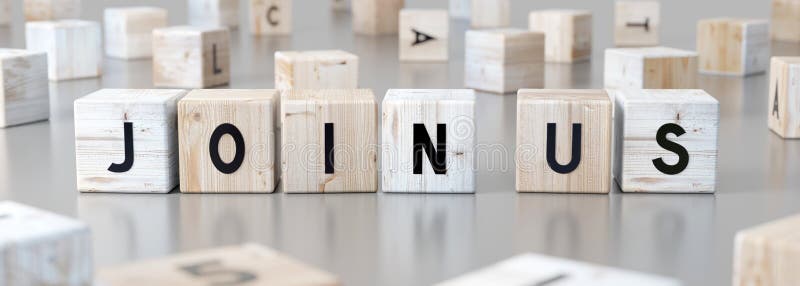 Join Us - Word on Wooden Blocks - 3D Illustration Stock Illustration ...