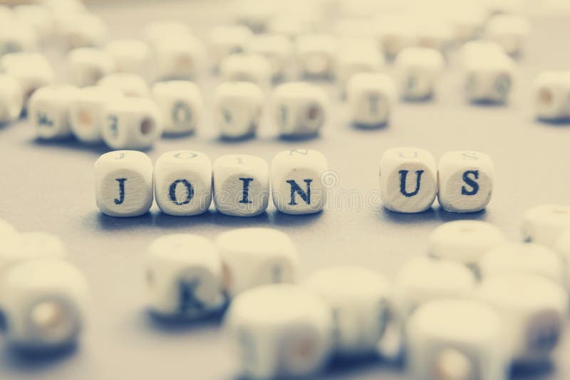 Join Us Word Written on Wood Block. Wooden Abc Stock Photo - Image of ...