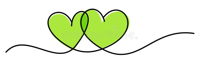 Joined Green Hearts Art stock vector. Illustration of love - 306319340