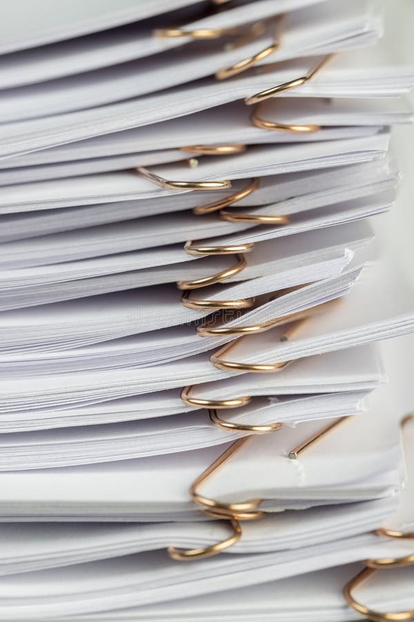 Joined White Sheets of Cellulose Paper for Records, Stapled Together ...