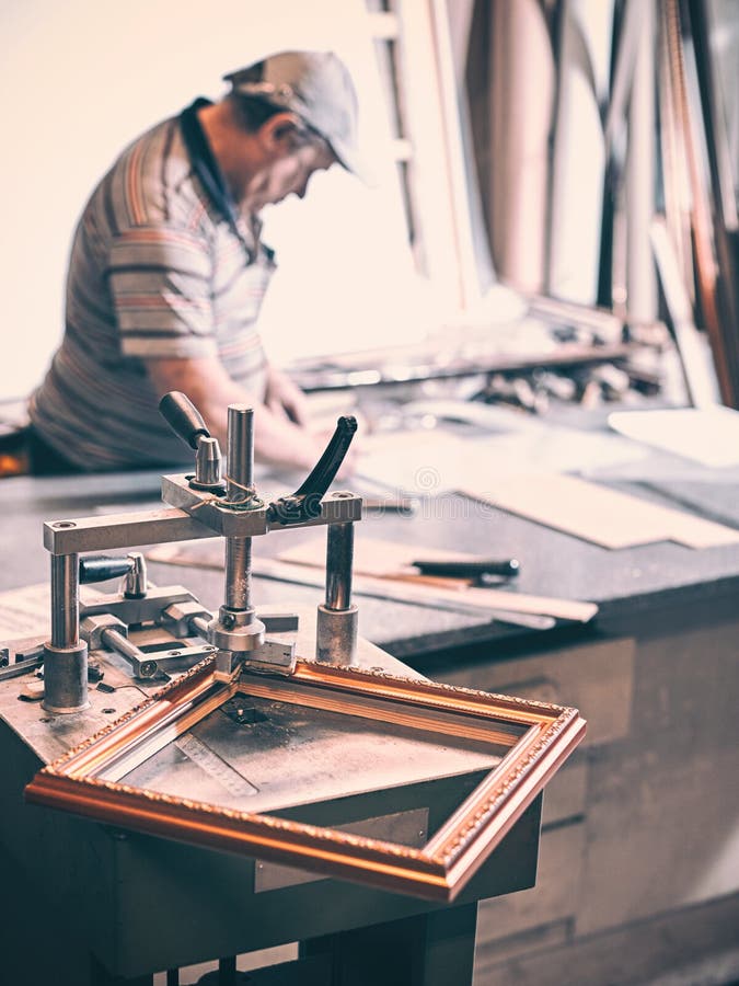 The Joiner Marks the Workpiece for the Wooden Product. Stock Photo ...