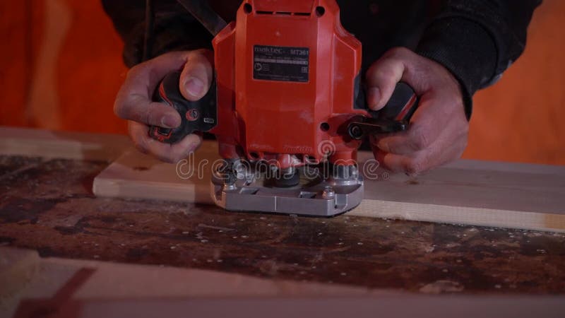 A Joiner Processes a Part with a Milling Machine Slow Motoin Stock ...