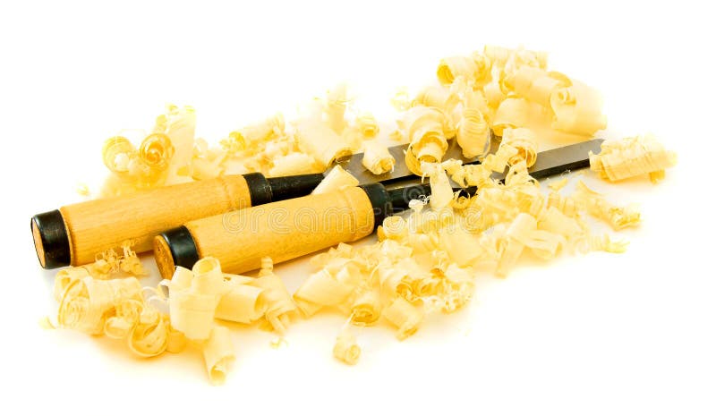 Joiner S Tools (chisel) and Shaving on a White Stock Image - Image of ...