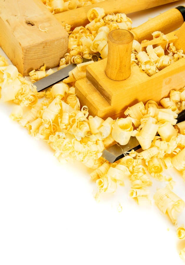 Joiner's Tools (plane, Mallet, Chisel) On A White Stock Photo - Image ...