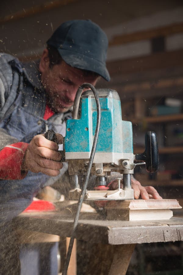 Joiner Working of Manual Milling Machine Stock Image - Image of plank ...