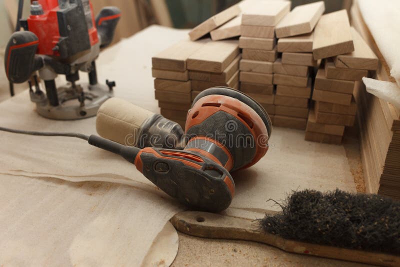 Joiner Workplace. Carpentry Woodworking Tools Stock Image - Image of ...