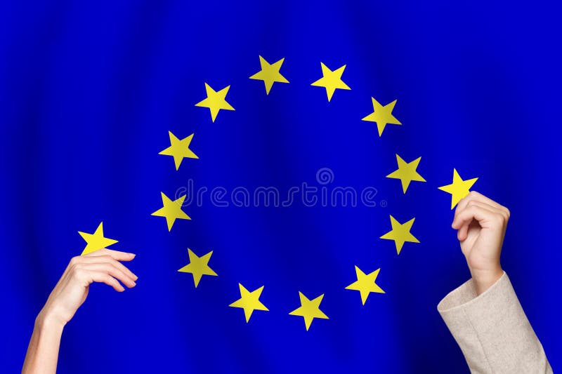 Joining the European Union. EU Flag and Hand with Star Stock Image ...