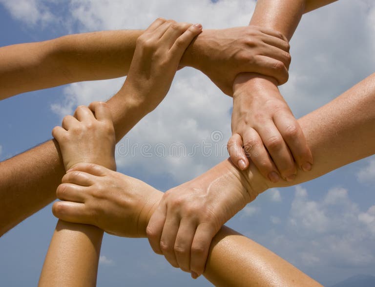 Joining hands in the chain stock image. Image of hold - 32717839