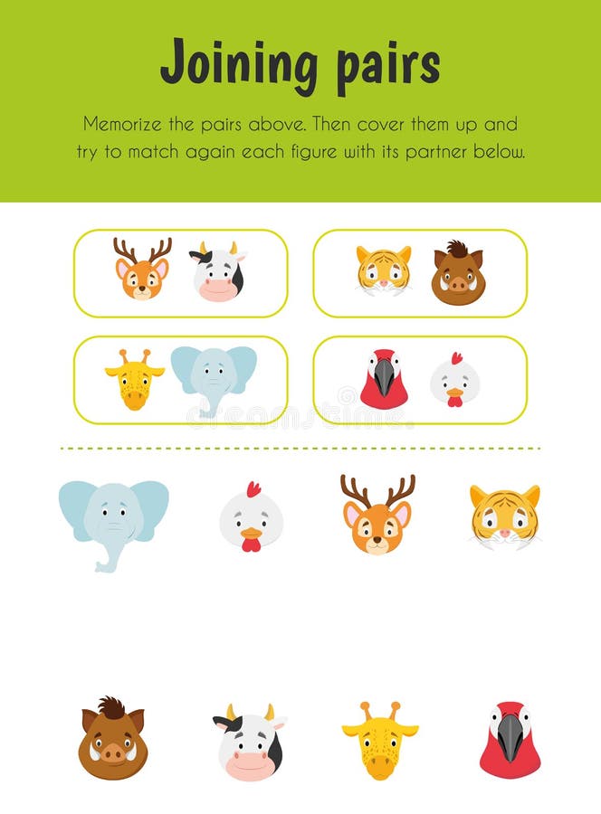 Joining Pairs Educational Sheet. Primary Module for Memory Stock Vector ...