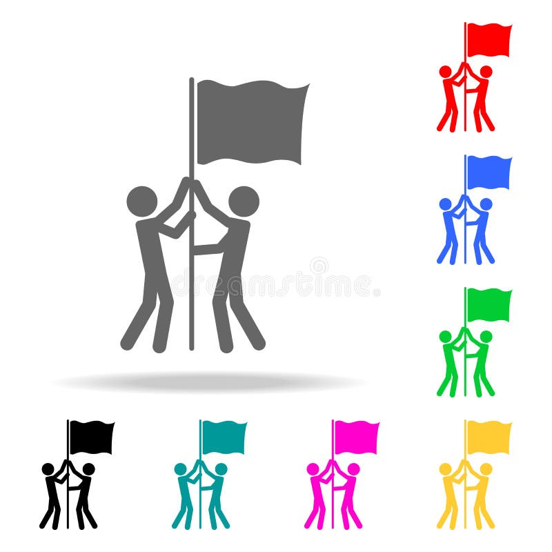 Joint Flag Raising Icon. Elements of Teamwork Multi Colored Icons ...