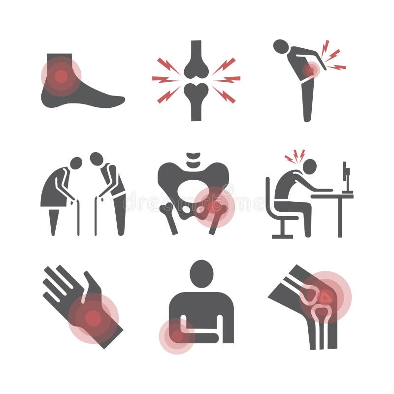 Joint Pain. Icons Set. Vector Signs for Web Graphics. Stock ...