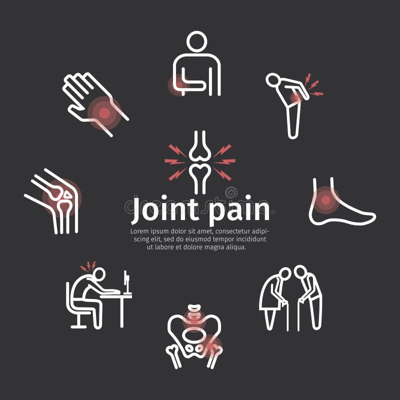 Joint Pain. Line Icons Set. Vector Graphics for Web Use. Stock Vector ...