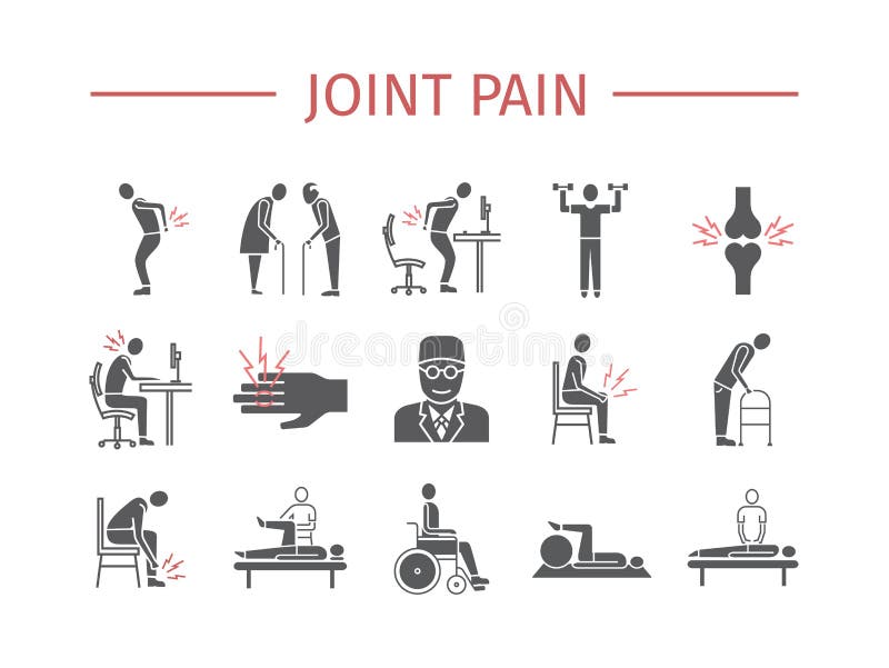Joint Pain. Icons Set. Vector Signs for Web Graphics. Stock Vector ...